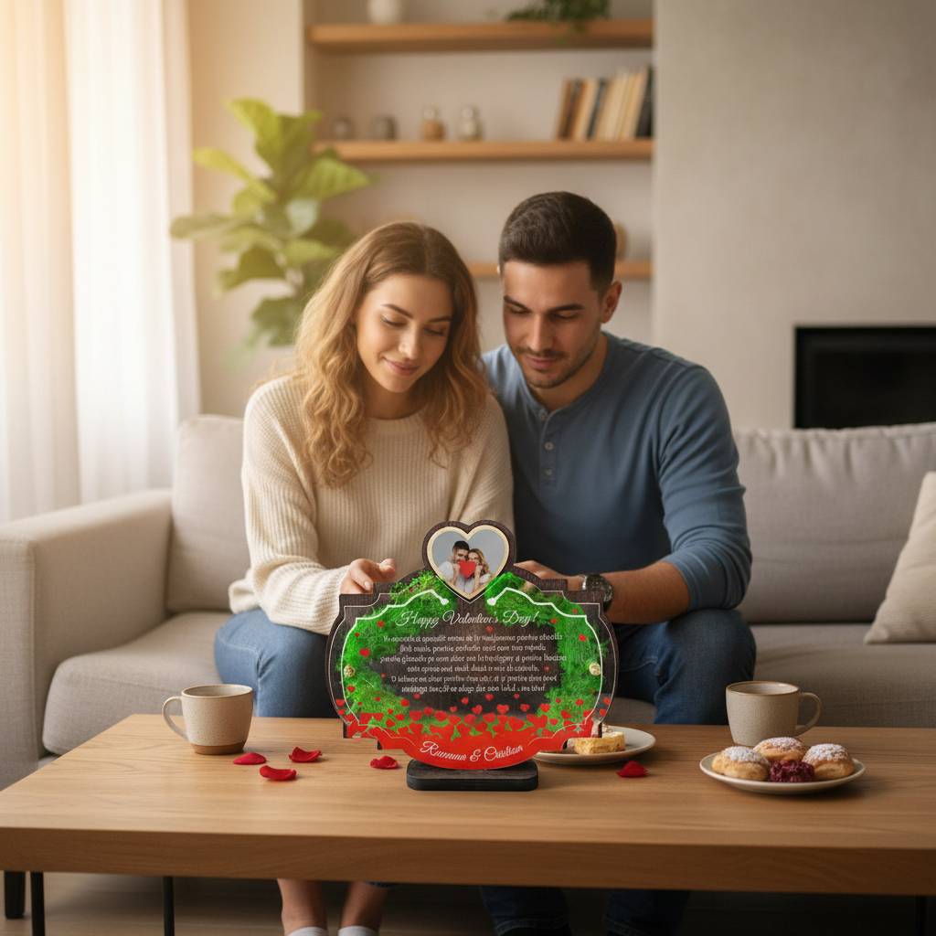 Trofeu personalizat cu licheni - Cadou simbolic de ziua indragostitilor