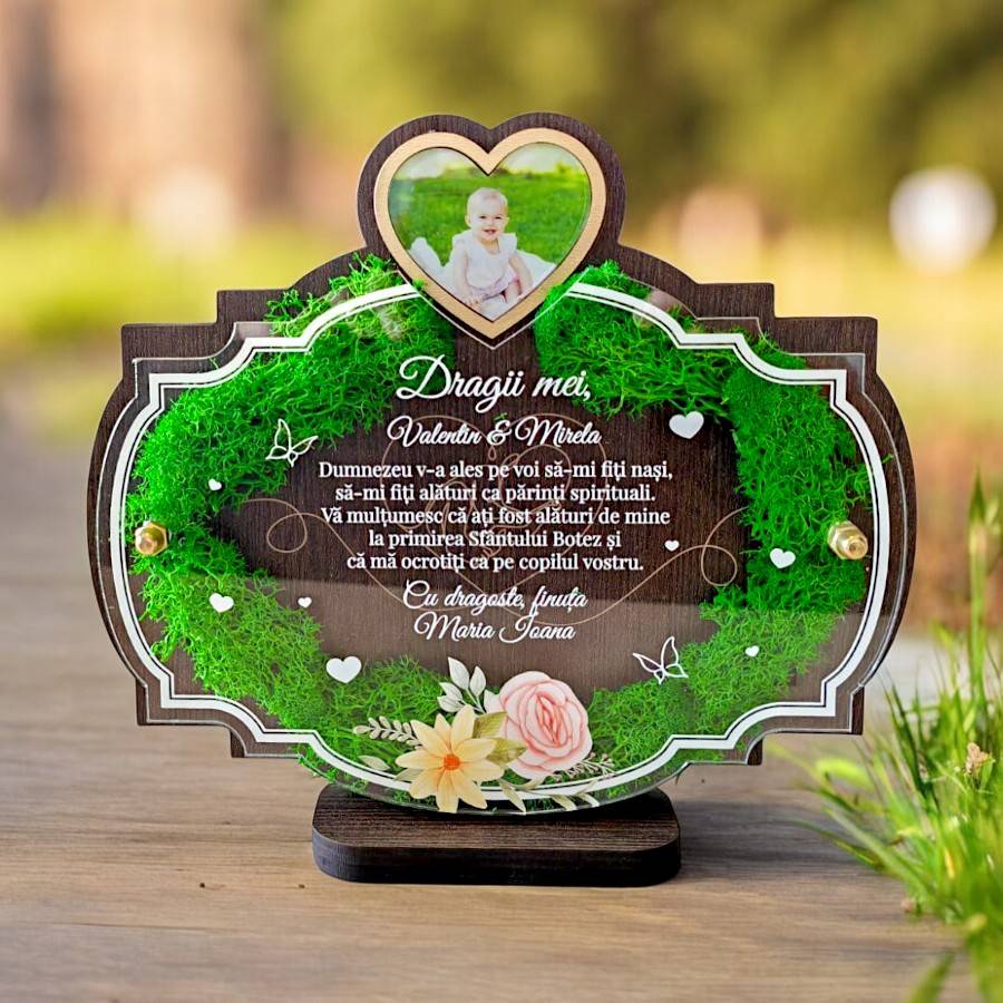Trofeu personalizat pentru nasii de botez - Multumesc