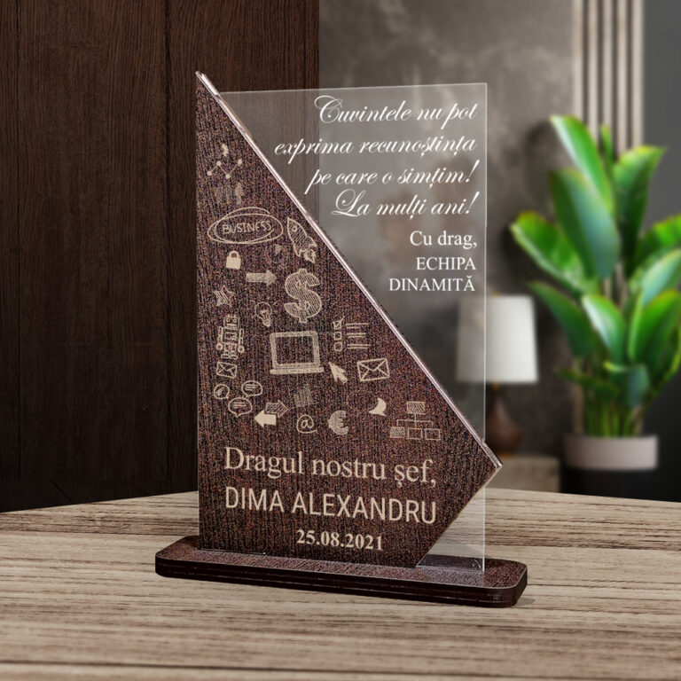 Trofeu Personalizat Cu Licheni - Trofeu Corporate - Daruri Alese