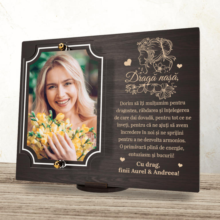 Cadou personalizat Trofeu LED - Placheta nasa 8 martie